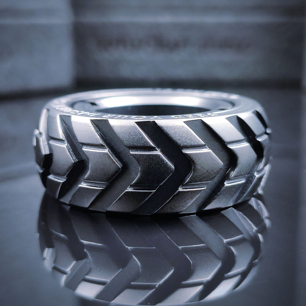 Dual Function Stainless Steel Motorcycle Tire Fidget Ring – buckmen.com