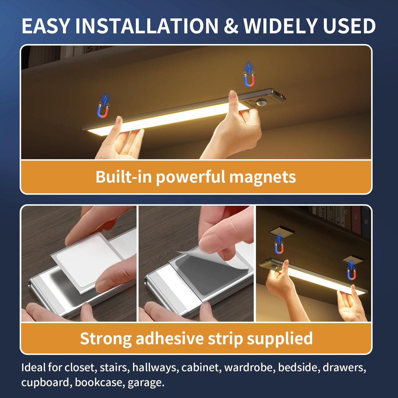 🔥76LED Rechargeable Motion Sensor Under Cabinet Lights – buckmen.com