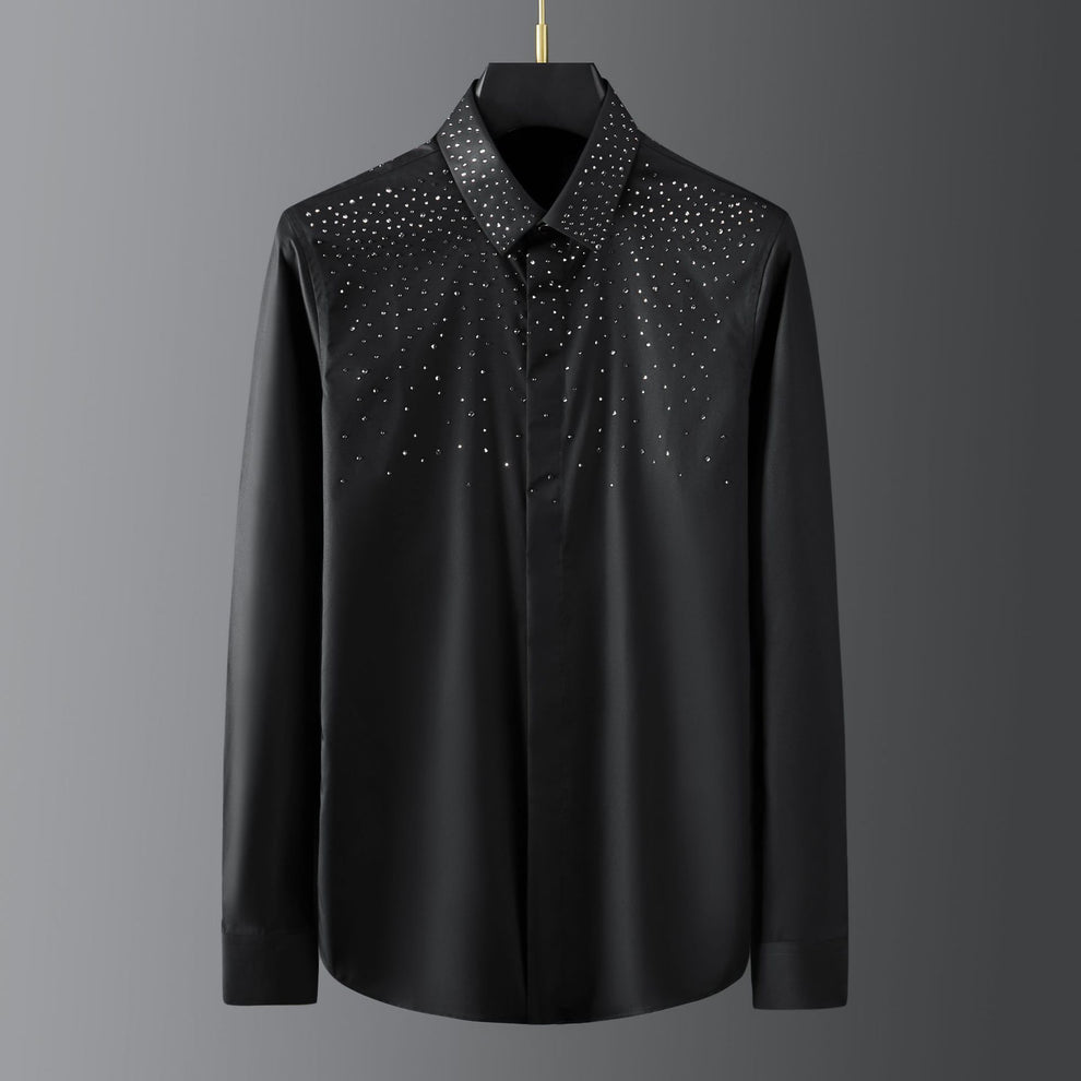 Czech rhinestone hot stamping shirt front and back – buckmen.com