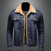 Plush and thickened warm denim jacket Men's plus size simple denim jac ...