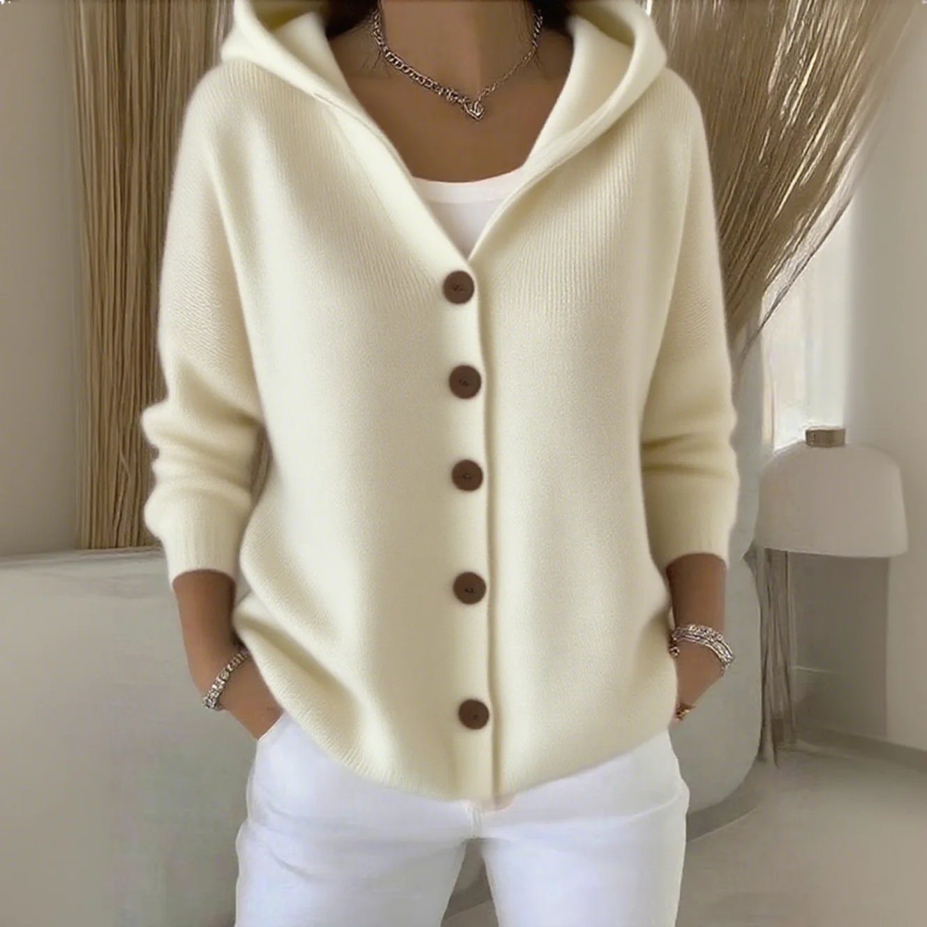🔥Women Cotton Plain Long Sleeve Comfy Casual Cardigan – buckmen.com
