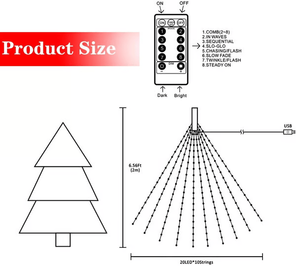 🎄- 🔥8 Modes 100-600 Christmas LED Firefly Twinkle String Lights ...